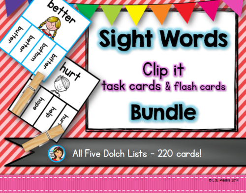 Sight Words Dolch Clip it Cards (BUNDLE) | Teaching Resources