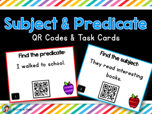 Subject and Predicate Task Cards | Teaching Resources