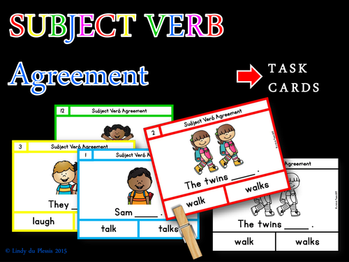 Subject-Verb Agreement Task Cards | Teaching Resources