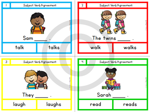Subject-Verb Agreement Task Cards | Teaching Resources