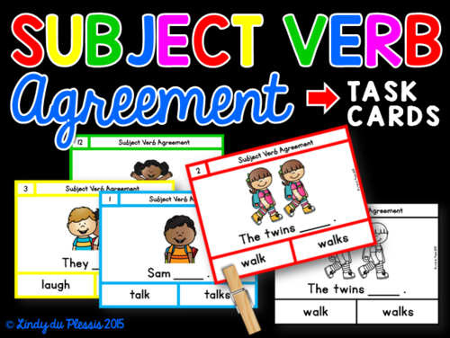 Subject-Verb Agreement Task Cards | Teaching Resources