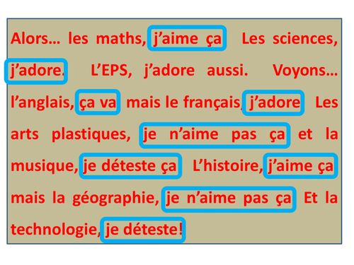 School subjects & opinions in French | Teaching Resources
