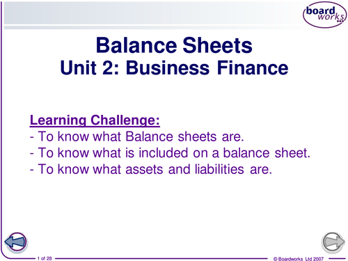 Unit 2: Finance for Business (BTEC Level 2 First Award in Business ...