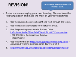 Unit 2: Finance for Business (BTEC Level 2 First Award in Business ...
