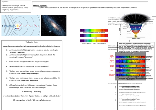 GCSE 9-1 Physics Red shift and expanding universe | Teaching Resources