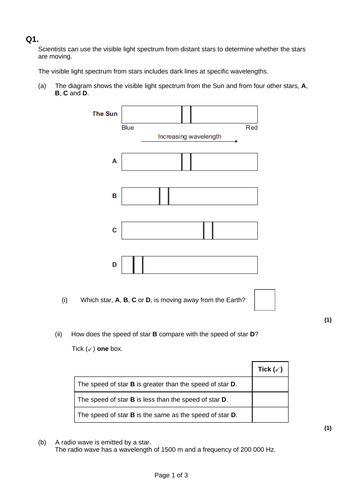 GCSE 9-1 Physics Red shift and expanding universe | Teaching Resources