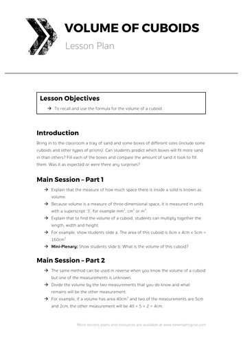 Volume of Cuboids - Complete Lesson | Teaching Resources Volume of Cuboids - Complete Lesson | Teaching Resources