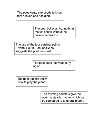 Funeral Blues | Teaching Resources