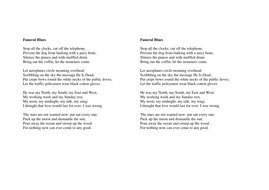 Funeral Blues | Teaching Resources