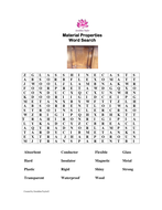 Material Properties Word Search | Teaching Resources