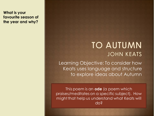 To Autumn, John Keats | Teaching Resources