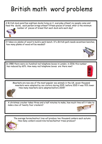 Complete lesson - British themed Math word problems Grade5 | Teaching ...