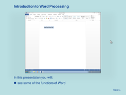 Word Processing - Introduction to Word Processing | Teaching Resources