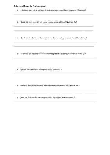 AQA French / the environment SPEAKING | Teaching Resources