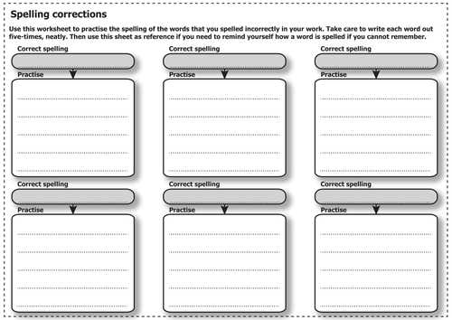 Assessment - Spelling Correction Worksheet | Teaching Resources