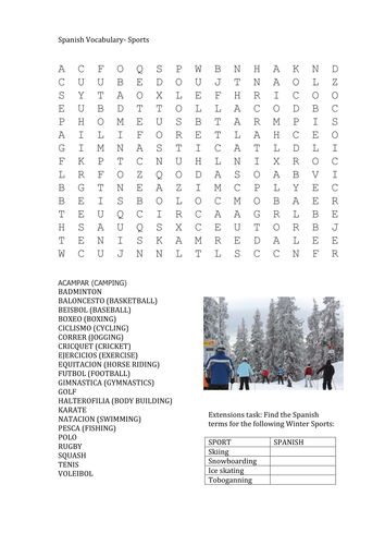 spanish vocabulary sports | Teaching Resources