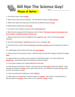 Bill Nye Printable Phases Of Matter Worksheet