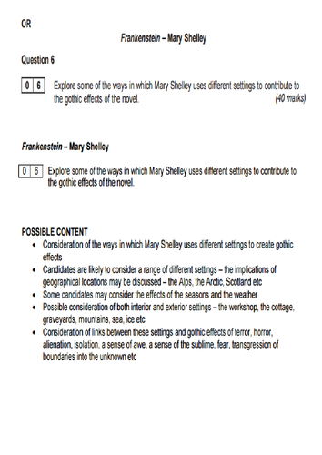 Mary Shelley Frankenstein Lessons AQA A Level | Teaching Resources