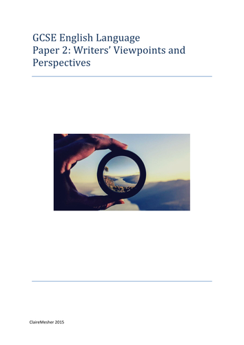 NEW AQA GCSE English Language Paper 2: Writers' viewpoints and perspectives SoW (6 weeks ...
