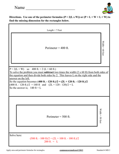 Area and Perimeter Word Problems - 4.MD.3 | Teaching Resources