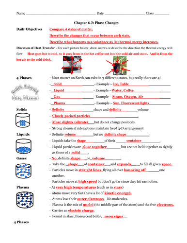 6.3 Heat Phase Changes PowerPoint and Guided Notes | Teaching Resources