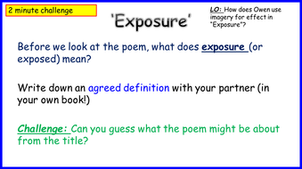 Year 8 World War One unit - exploring Exposure | Teaching Resources