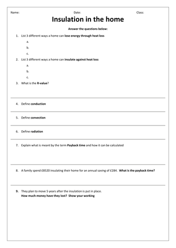 Home Insulation GCSE Physics | Teaching Resources