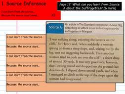 Suffragettes and votes for women- GCSE- Source skills- exam questions ...