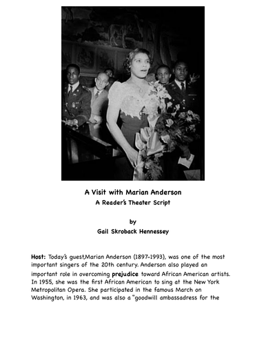 Marian Anderson: A Reader's Theater Script | Teaching Resources