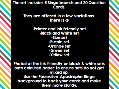 Possessive Apostrophe Bingo | Teaching Resources