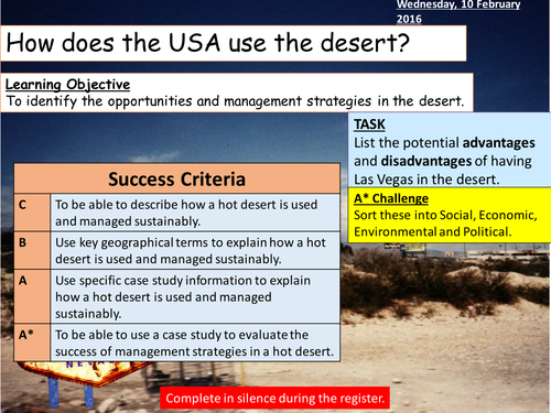 Desert in an MEDC - Mojave Desert | Teaching Resources