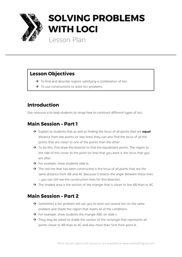 Solving Problems with Loci - Complete Lesson | Teaching Resources