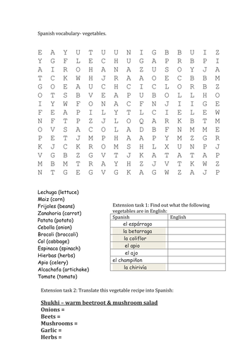 Spanish vocabulary word searches 3 Basics | Teaching Resources