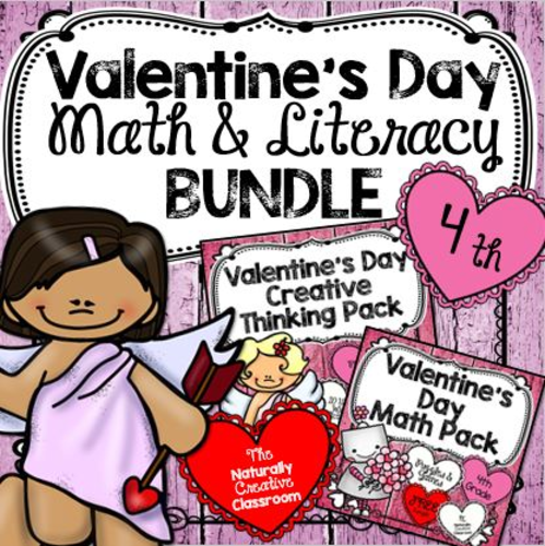 Valentine's Day Math & Literacy BUNDLE for 4th Grade | Teaching Resources