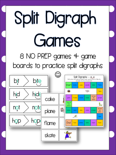 Split Digraphs Games - 8 NO PREP Games & Game Boards - Phonics, English ...