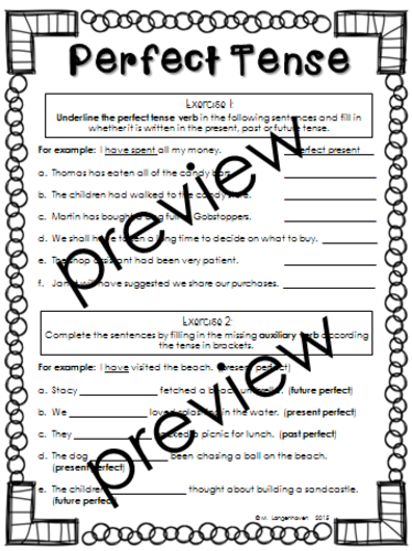 Perfect Tense Printables (Worksheets) | Teaching Resources
