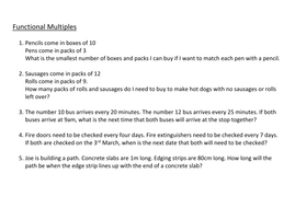 Multiples - Real Life (Functional) Questions | Teaching Resources