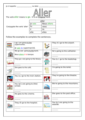 FRENCH - ALLER - Où vas-tu? - Worksheets | Teaching Resources