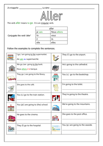 FRENCH - ALLER - Où vas-tu? - Worksheets | Teaching Resources
