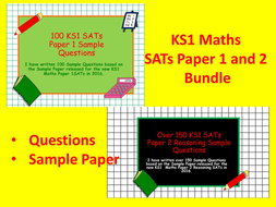 New 2016 KS1 Maths SATs Paper 1 Arithmetic and Paper 2 Reasoning ...