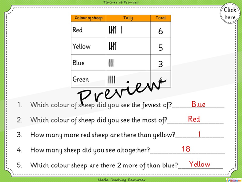 Tally Charts - Year 2 | Teaching Resources