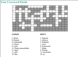 German School Subjects and Colours Crossword | Teaching Resources