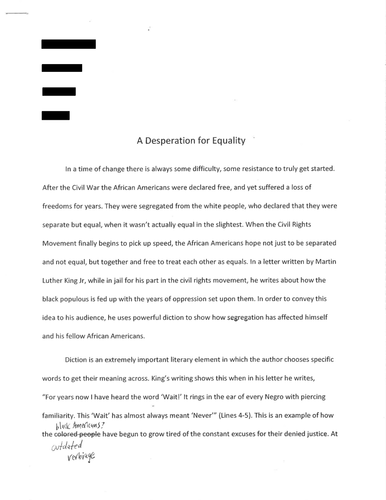 Common Core Regents ELA Exam Part 3 Text-Analysis MLK Close Read ...