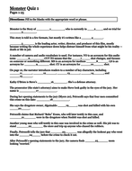 Monster by Walter Dean Myers Quiz 1 (pages 1-25) | Teaching Resources
