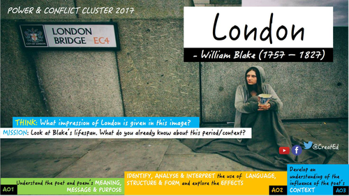 London, William Blake: Conflict Cluster 2017, AQA & WJEC Anthologies ...
