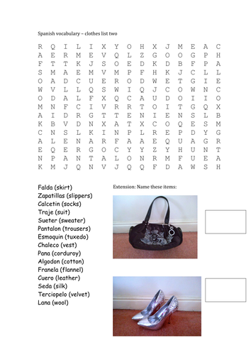 Spanish vocabulary word searches 2 General | Teaching Resources