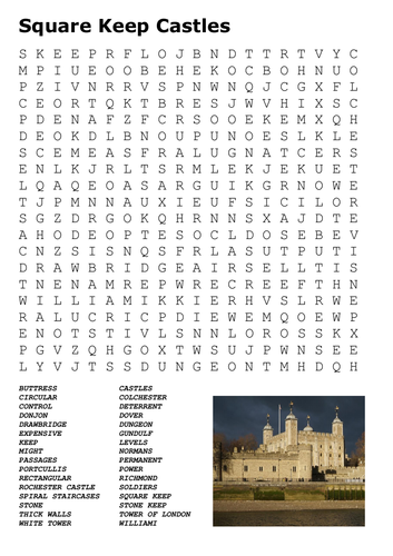 Square Keep Castles Word Search | Teaching Resources