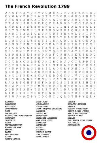 The French Revolution 1789 Word Search | Teaching Resources