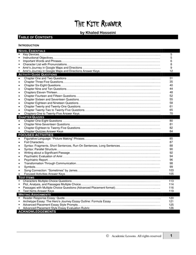 "The Kite Runner" COMPLETE UNIT EDITABLE Activities, Tests, Essays, AP ...