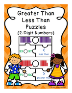 Greater Than Less Than Game Puzzles for Comparing 2 Digit Numbers 1.NBT ...